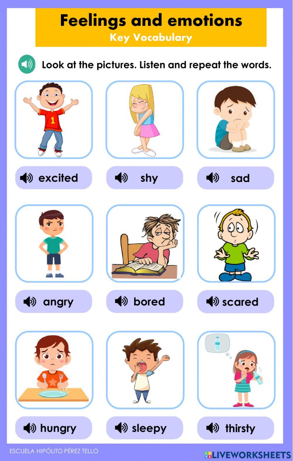 Feelings and Emotions | LiveWorksheets | 1496509