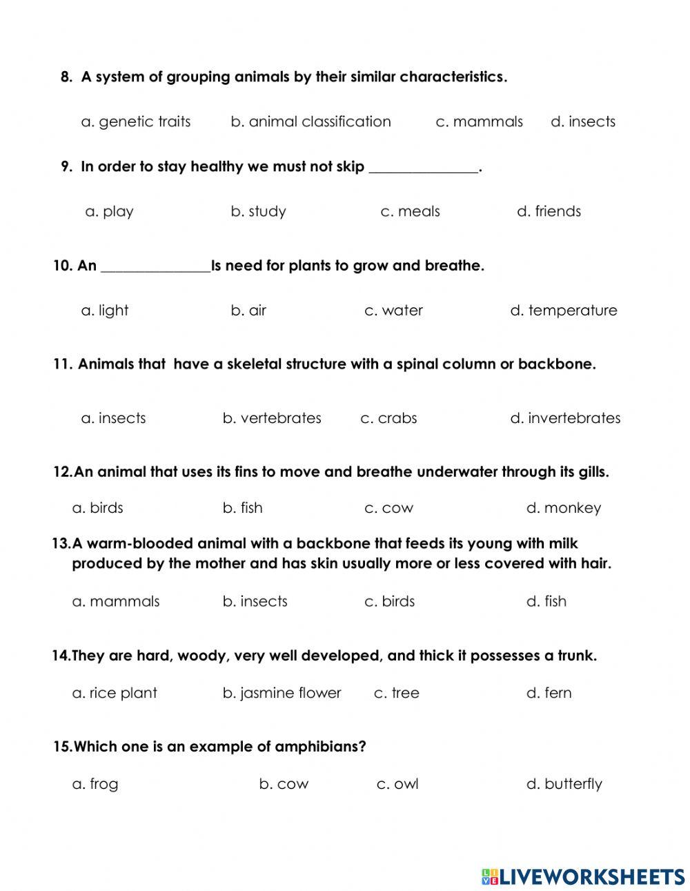 1496815 | P4 science final test for term 1 | Roselyn