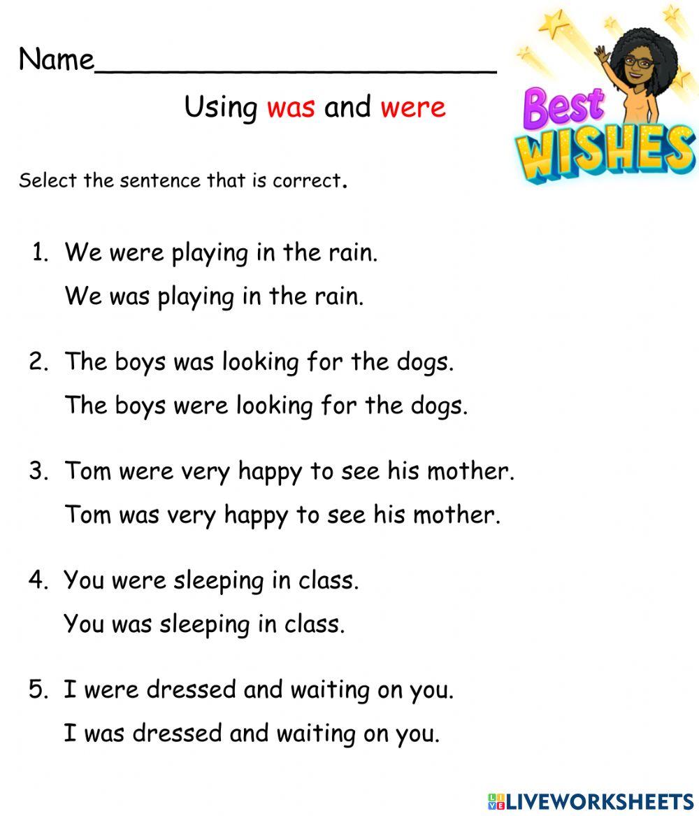 Using was and were 1496966 | TinaL8400 | Live Worksheets