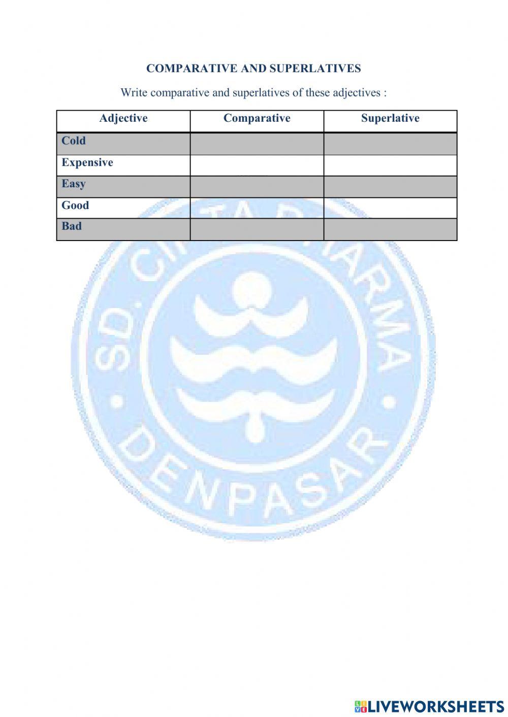 Comparative and superlatives online pdf worksheet | Live Worksheets
