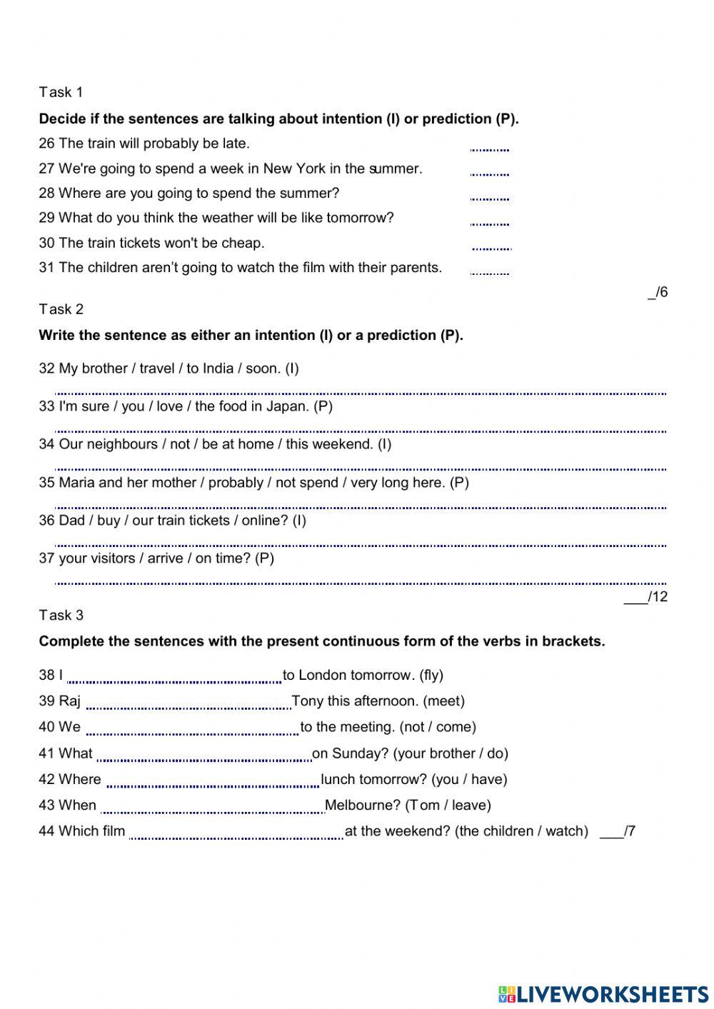 Unit 4 FUTURE worksheet | Live Worksheets
