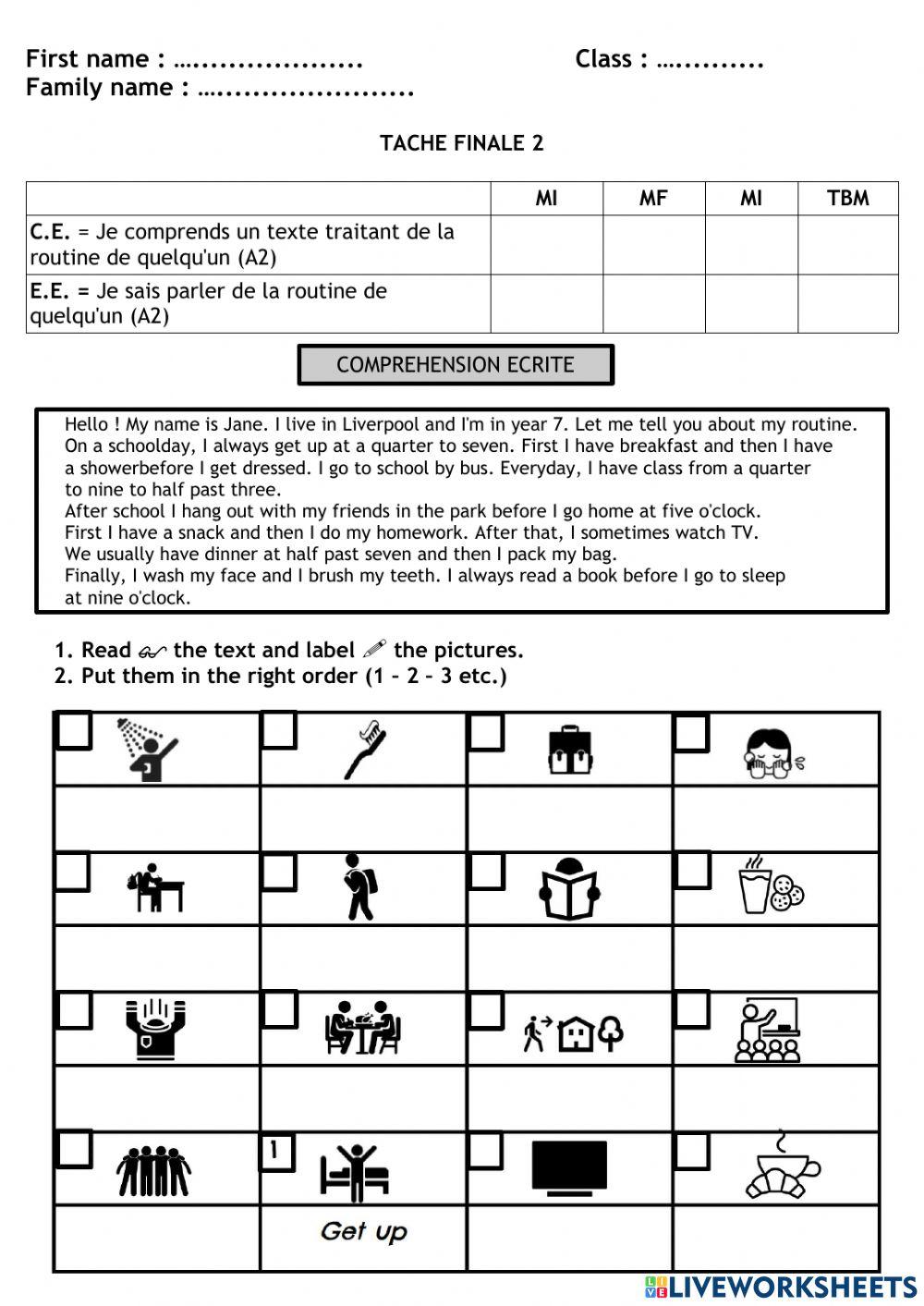 1497462 | Tâche finale | mycoton | LiveWorksheets