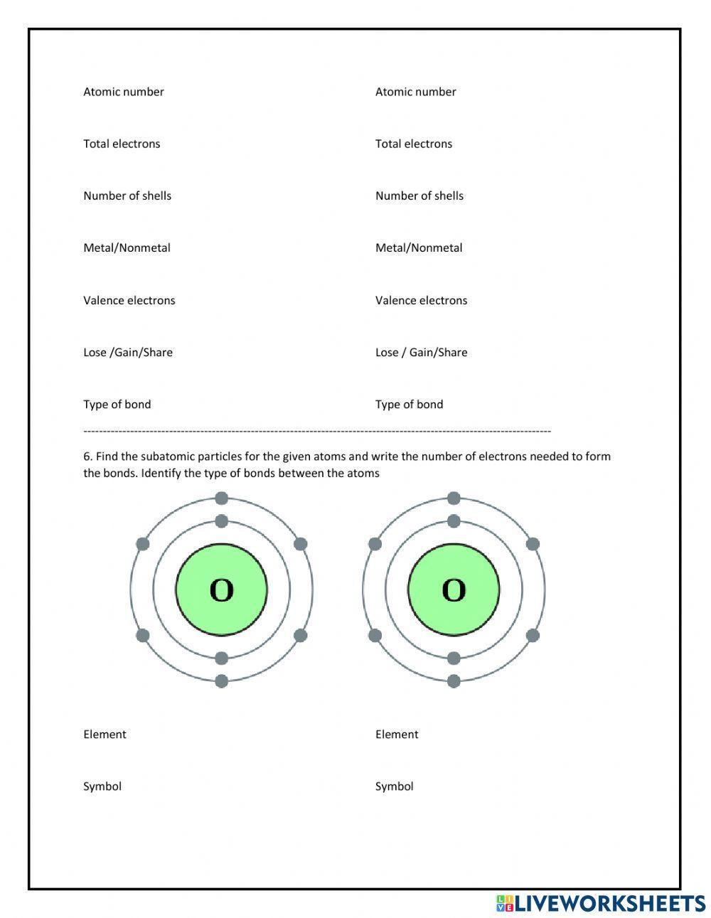 Chemical bonding | Free Interactive Worksheets | 1520243