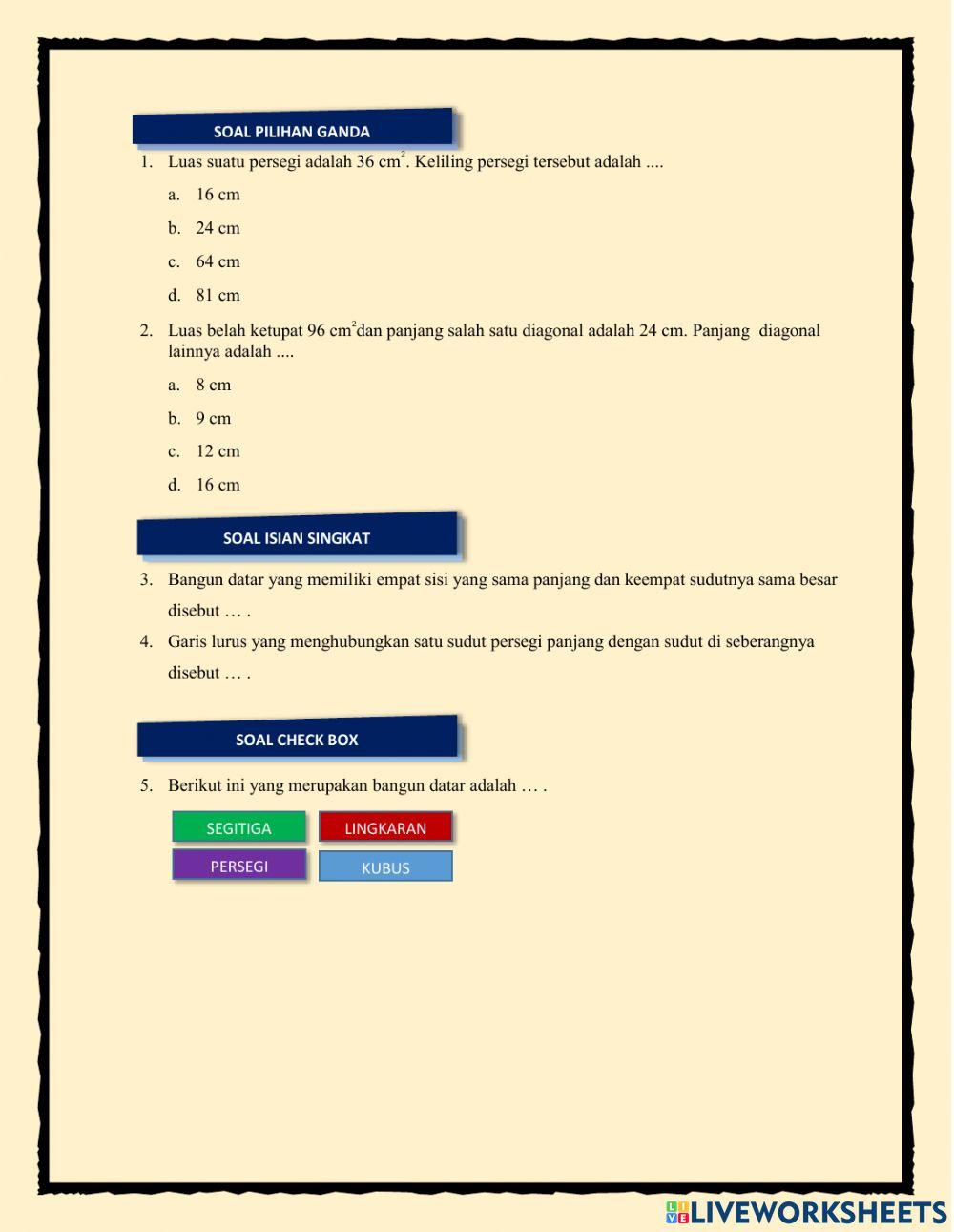 MGMP Matematika SMK Kabupaten Wonogiri worksheet | Live Worksheets