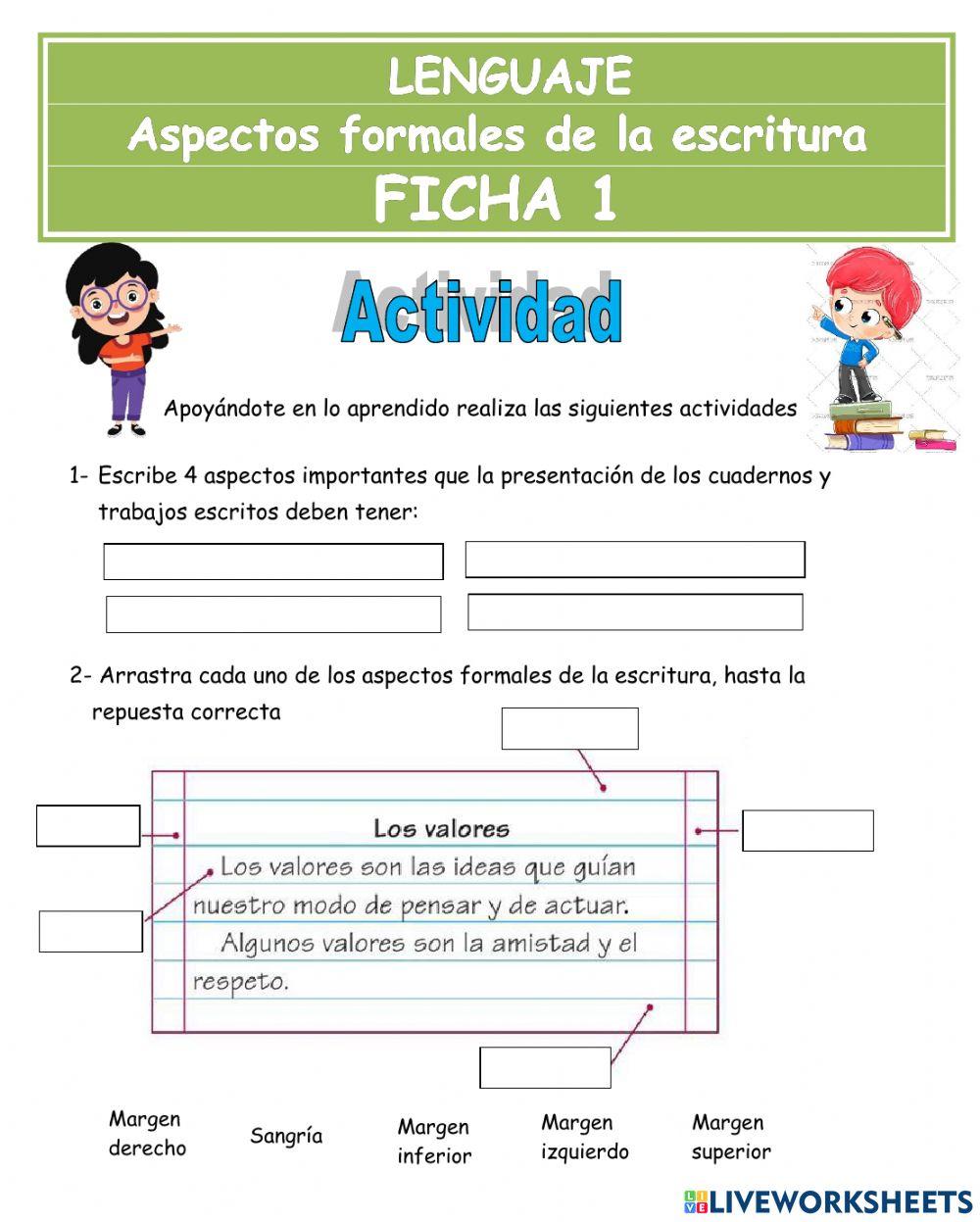 Aspectos formales de la escritura online exercise for | Live Worksheets