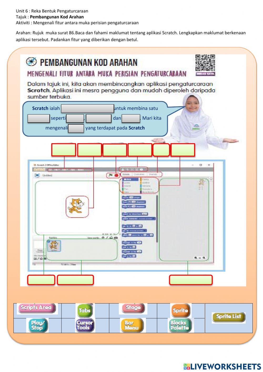Pembangunan kod arahan online worksheet | Live Worksheets