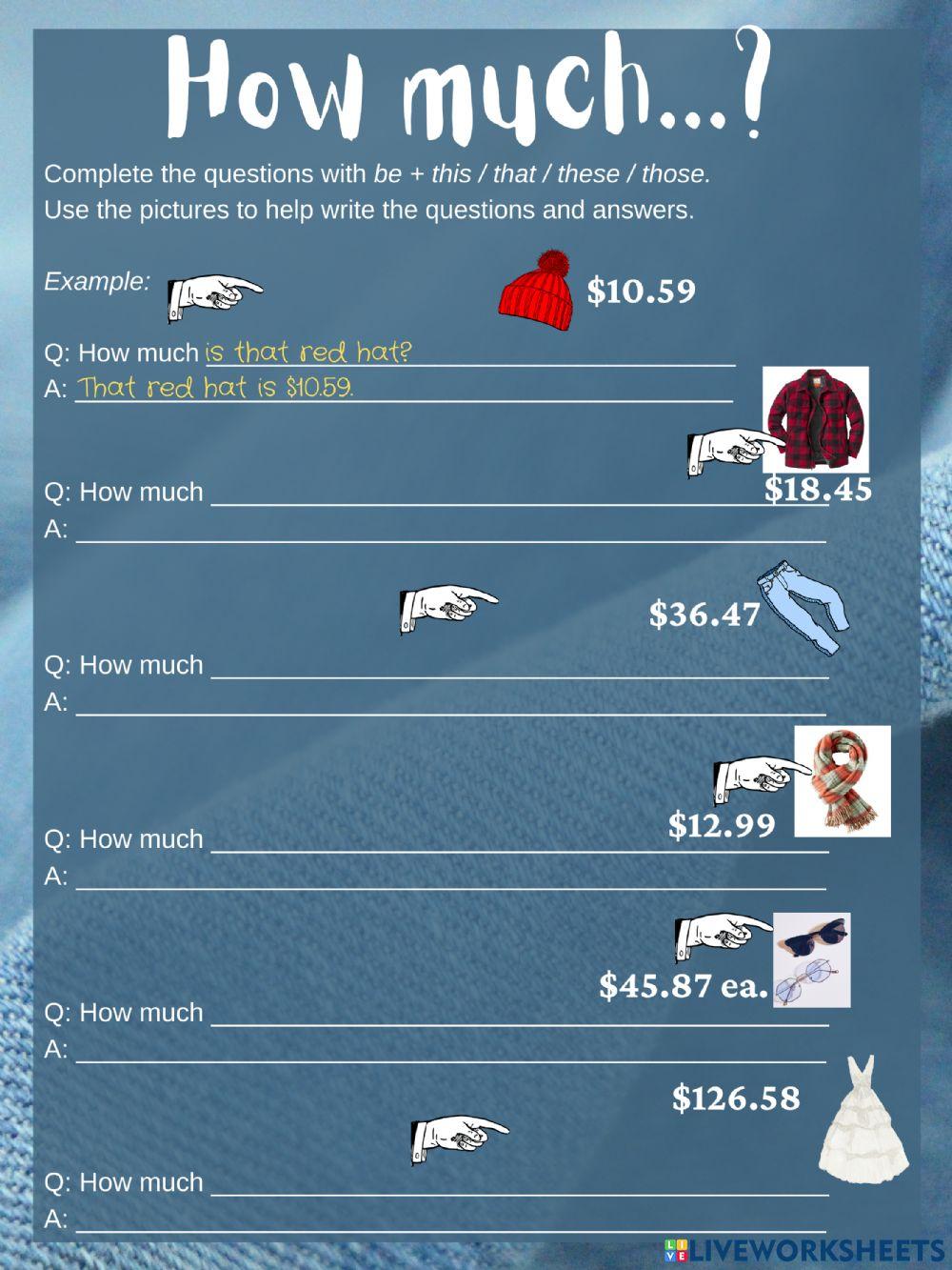 How much? 1498611 | nlay | Live Worksheets