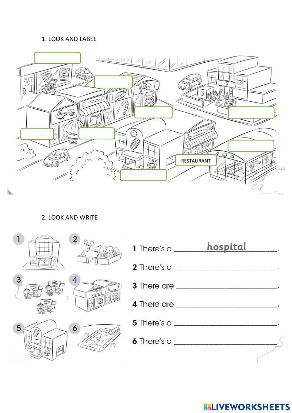 Places in town online exercise for Elementary 2 | Live Worksheets