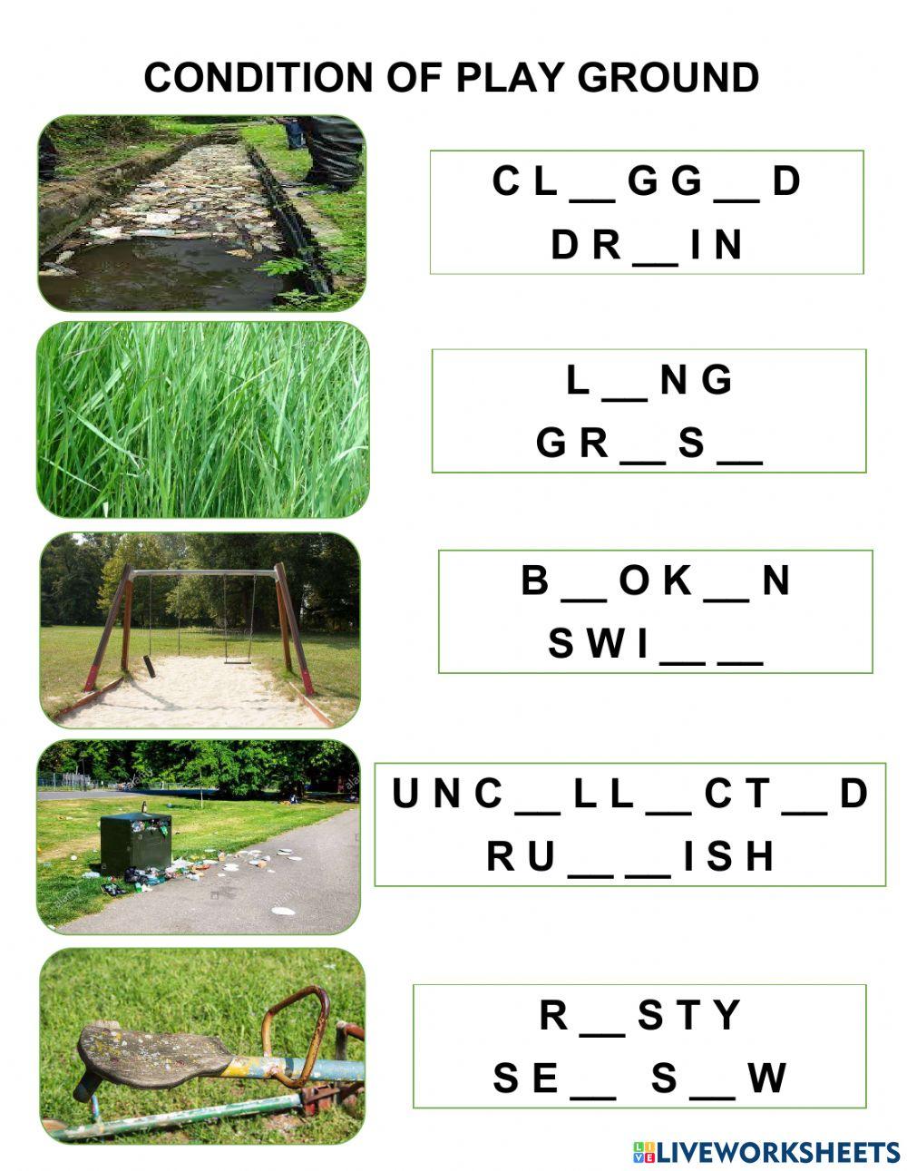 Playground free online worksheet | Live Worksheets