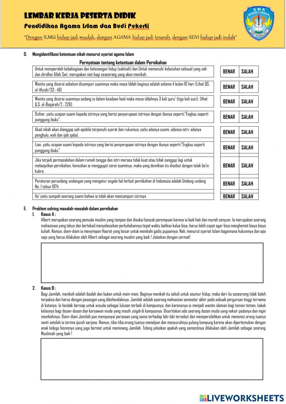 LKPD-PAI-Pernik… | Free Interactive Worksheets | 1499459