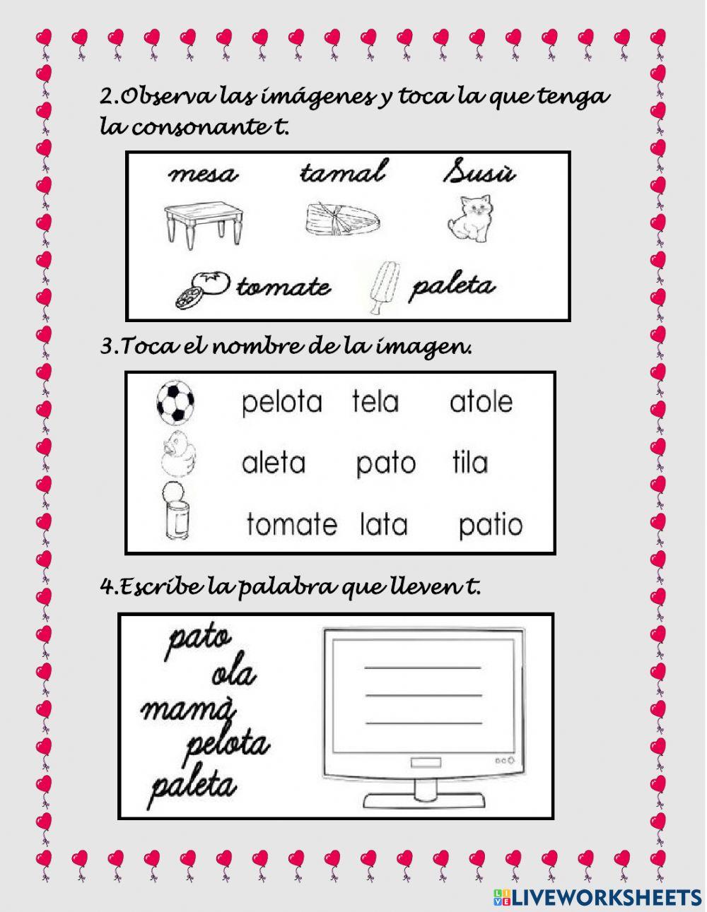 PRÁCTICA DE LA CONSONANTE T Y D online exercise for | Live Worksheets
