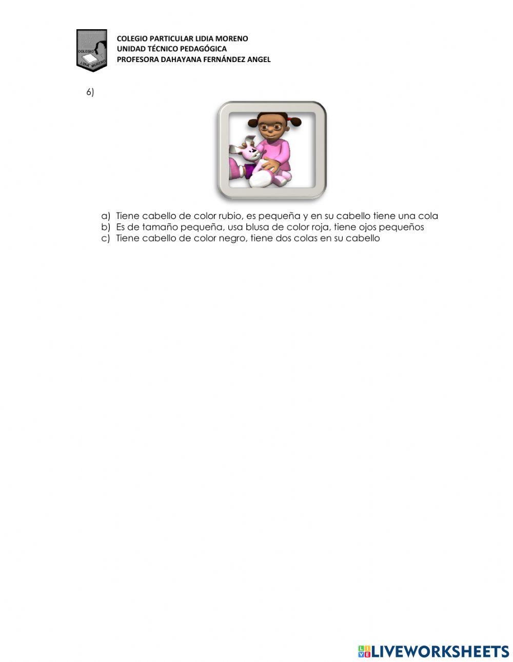 Descripción online pdf worksheet | Live Worksheets