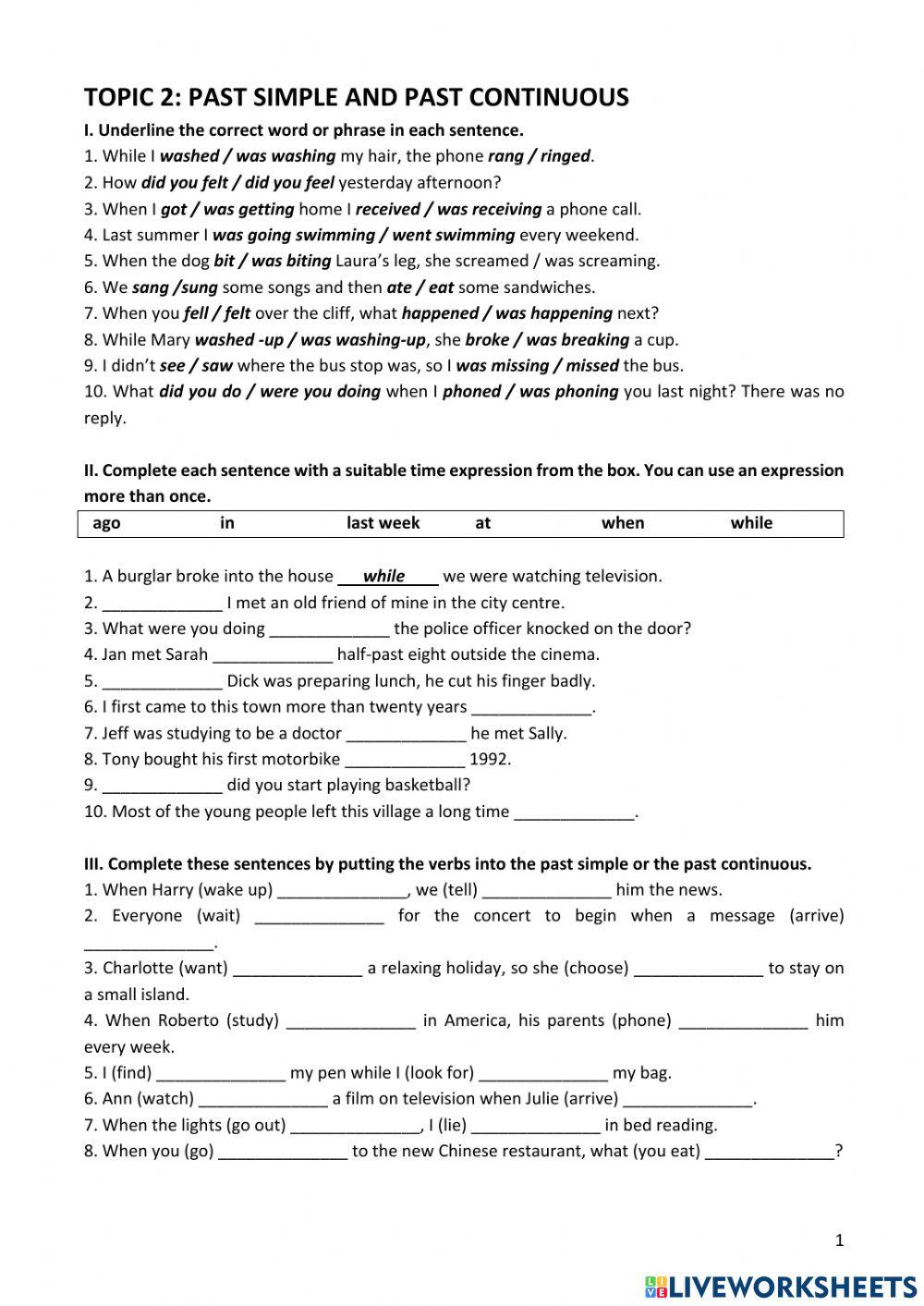 Anh NC - Topic 2.2 worksheet | Live Worksheets