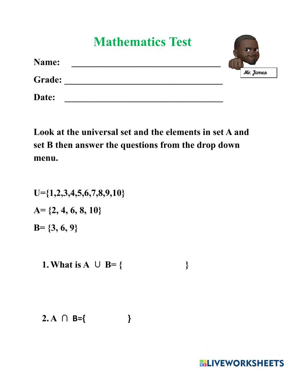 Sets | Free Interactive Worksheets | 1500480