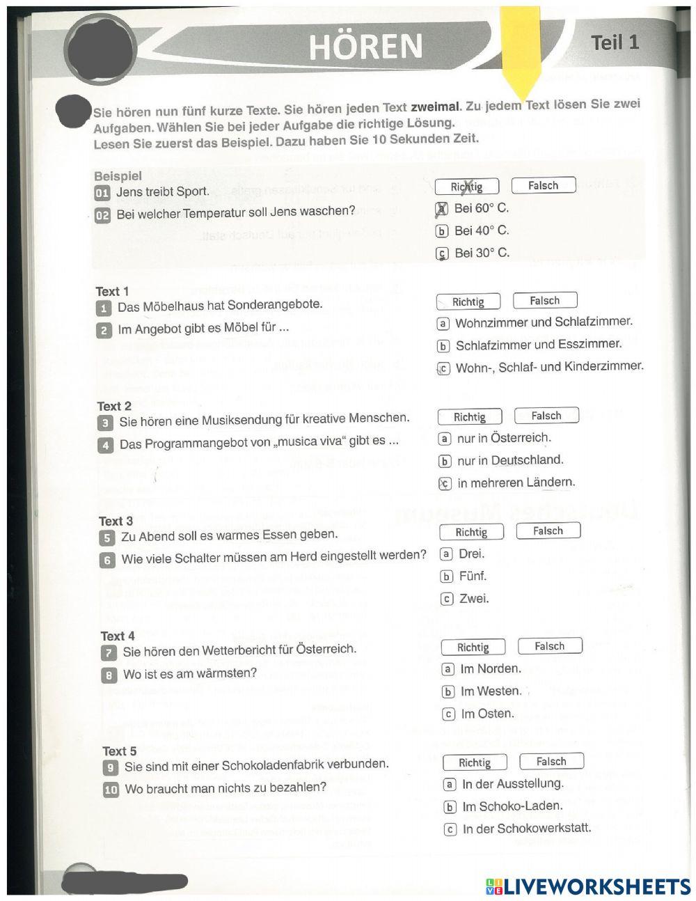 Hören Teil 1 | Free Interactive Worksheets | 1722915