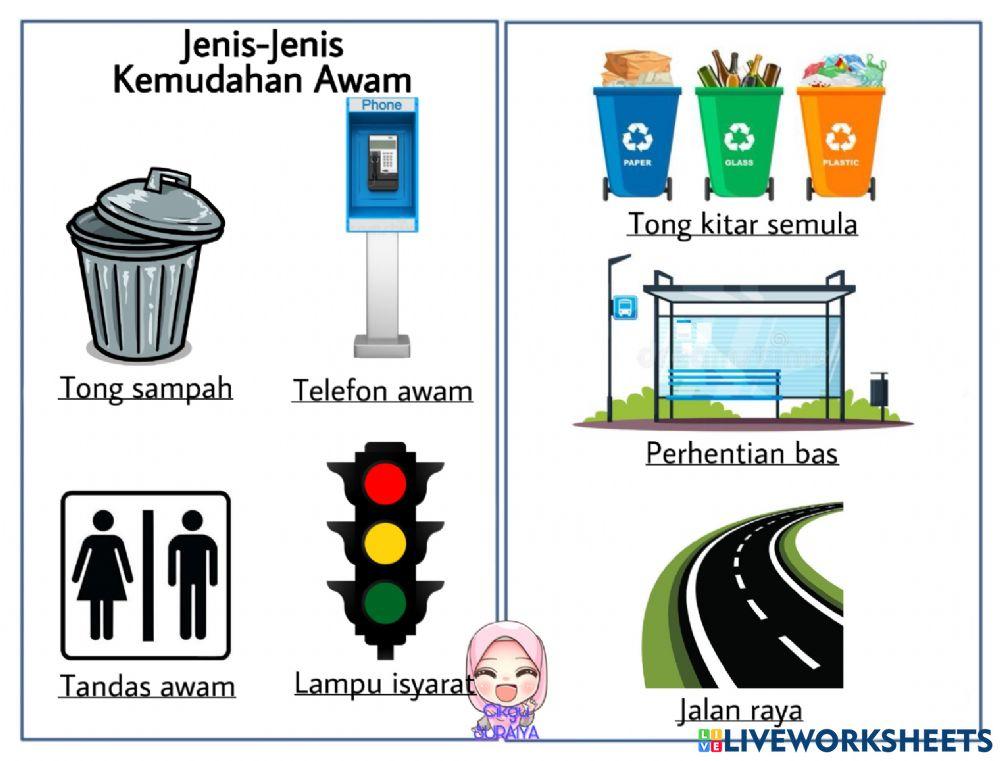 Institusi dan Kemudahan Awam worksheet | Live Worksheets