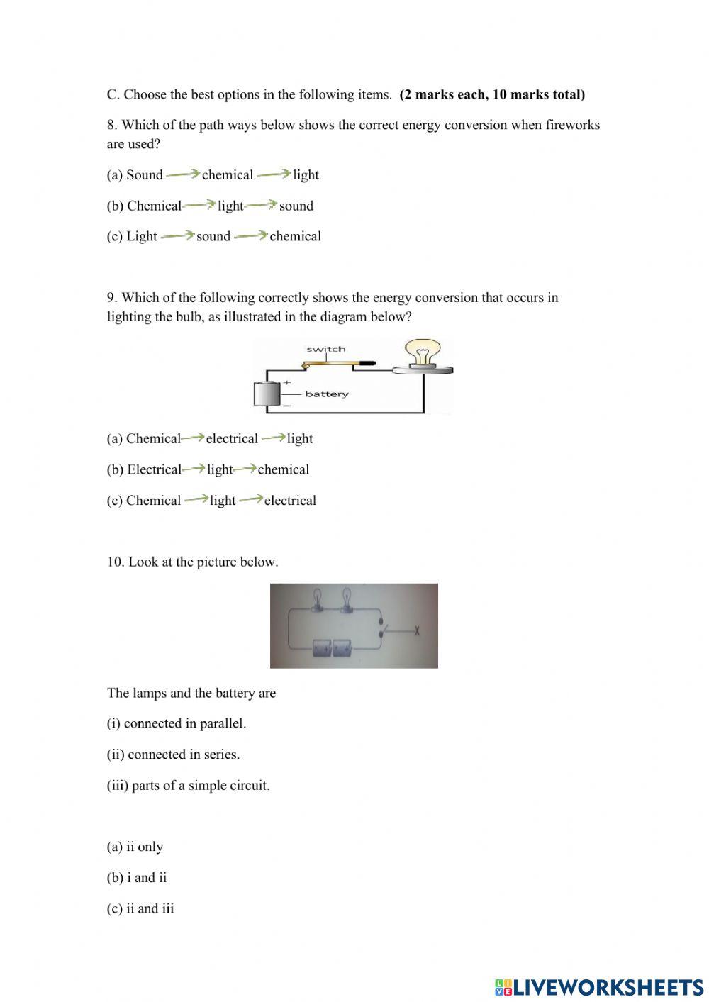Science and Technology Exam worksheet | Live Worksheets