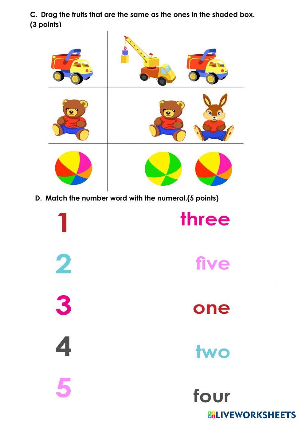 K1 Math Exam 1st Semester worksheet | Live Worksheets