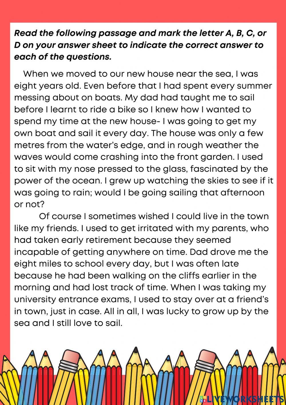 PRACTICE TESST UNIT 2 GRADE 11 - reading worksheet | Live Worksheets