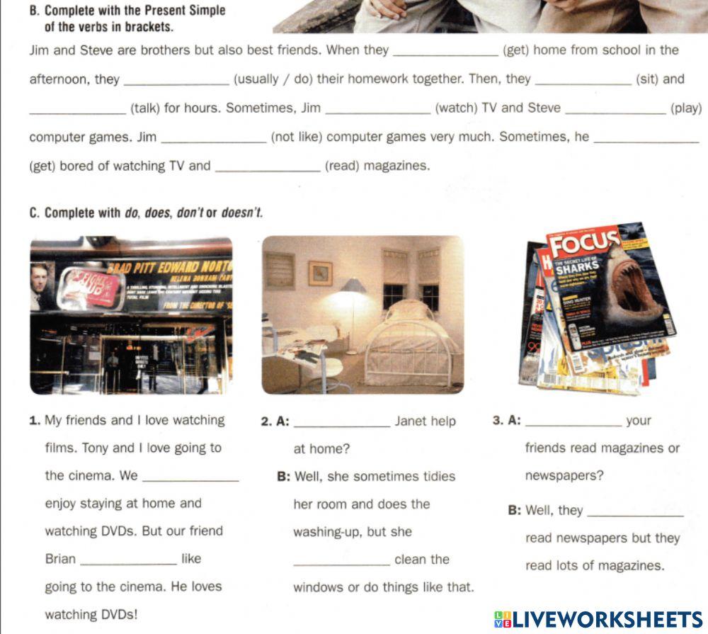 Present Simple online exercise for elementary | Live Worksheets