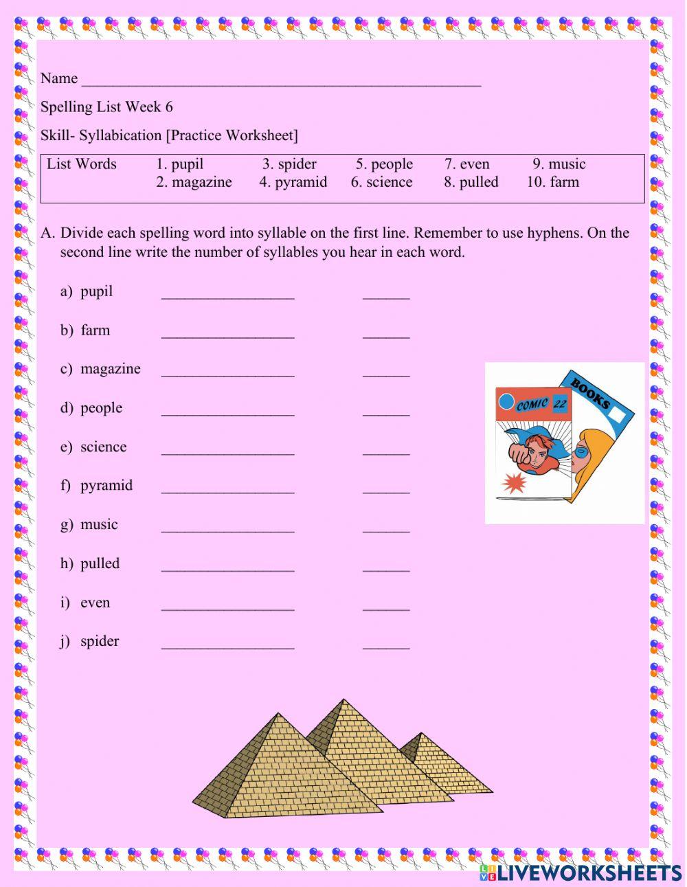 Syllabication | Free Interactive Worksheets | 1500941