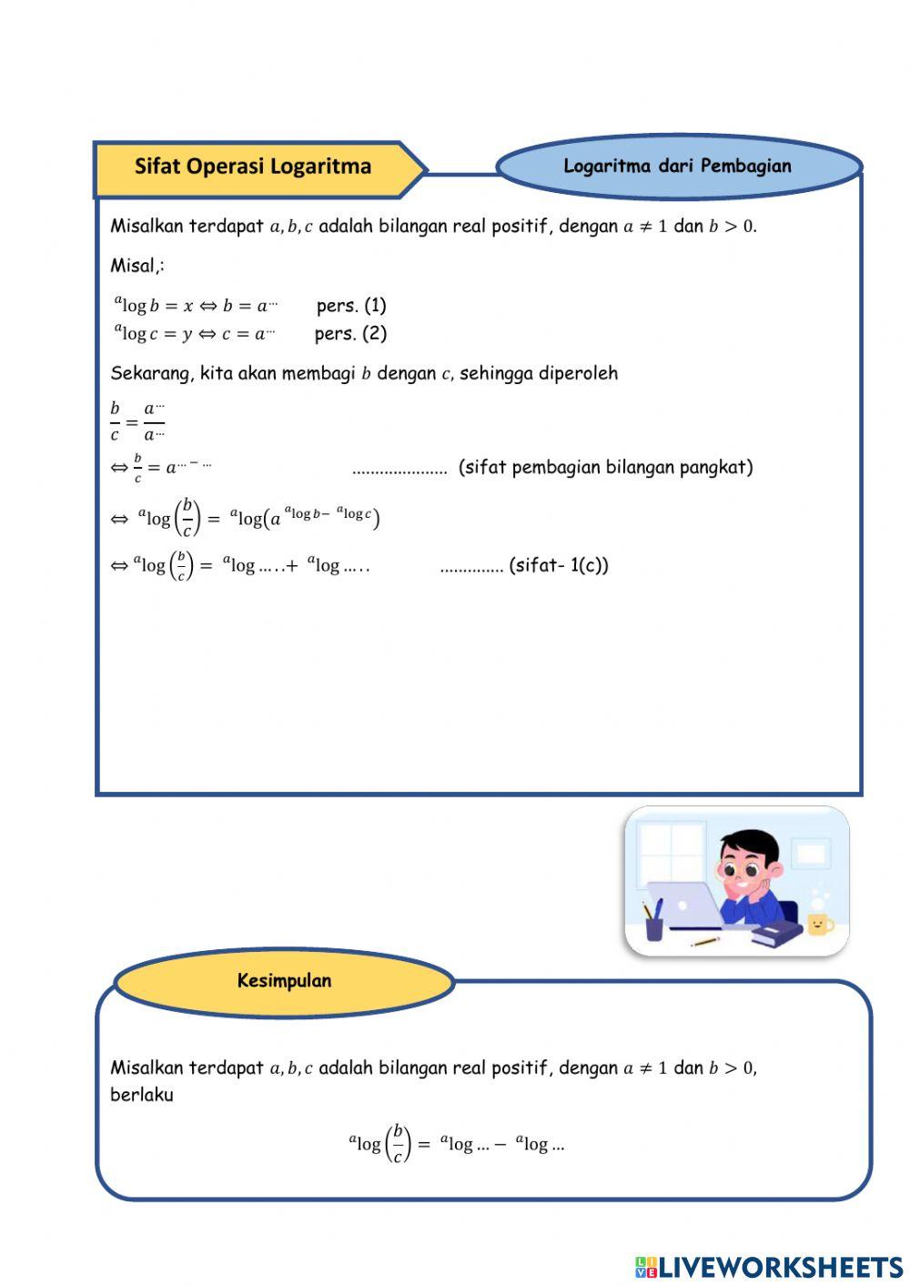 Logaritma interactive exercise | Live Worksheets