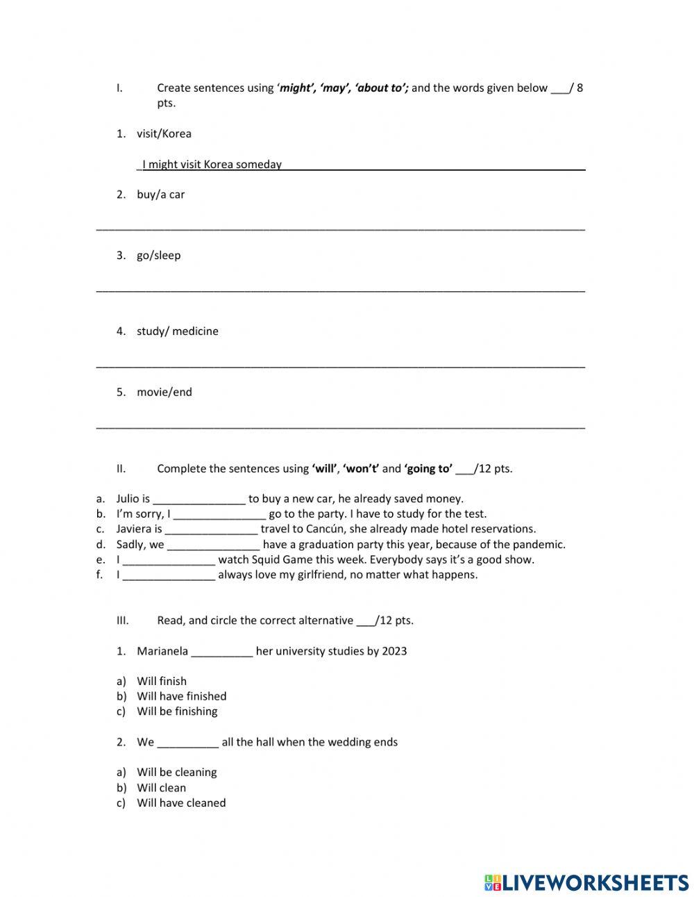 Prueba Unit 4 50- worksheet | Live Worksheets