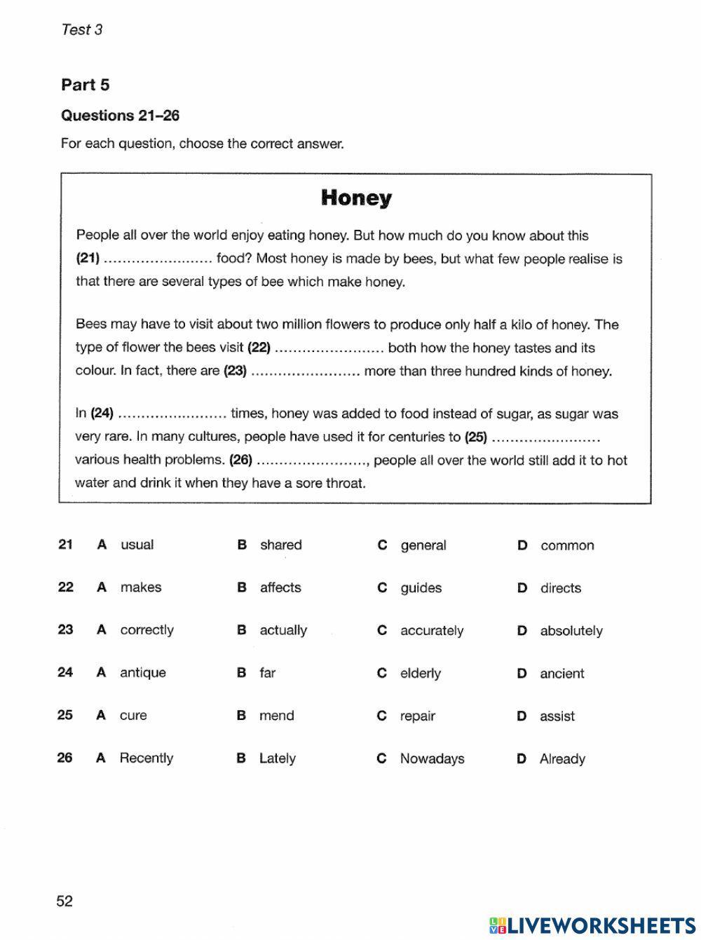 PET Reading Practice - Part 5&6 1501521 | Katetran