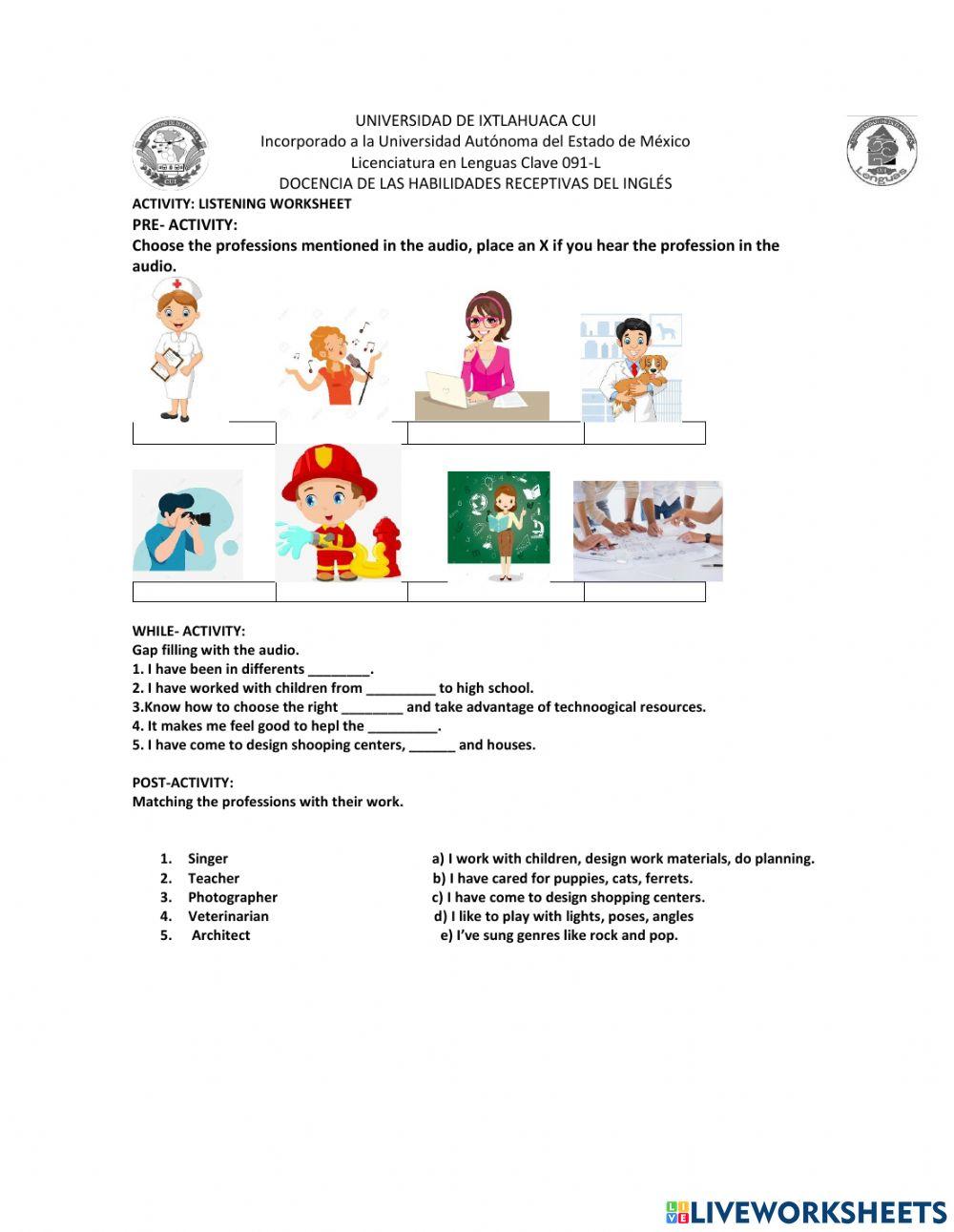 Professions online exercise for A2+ | Live Worksheets