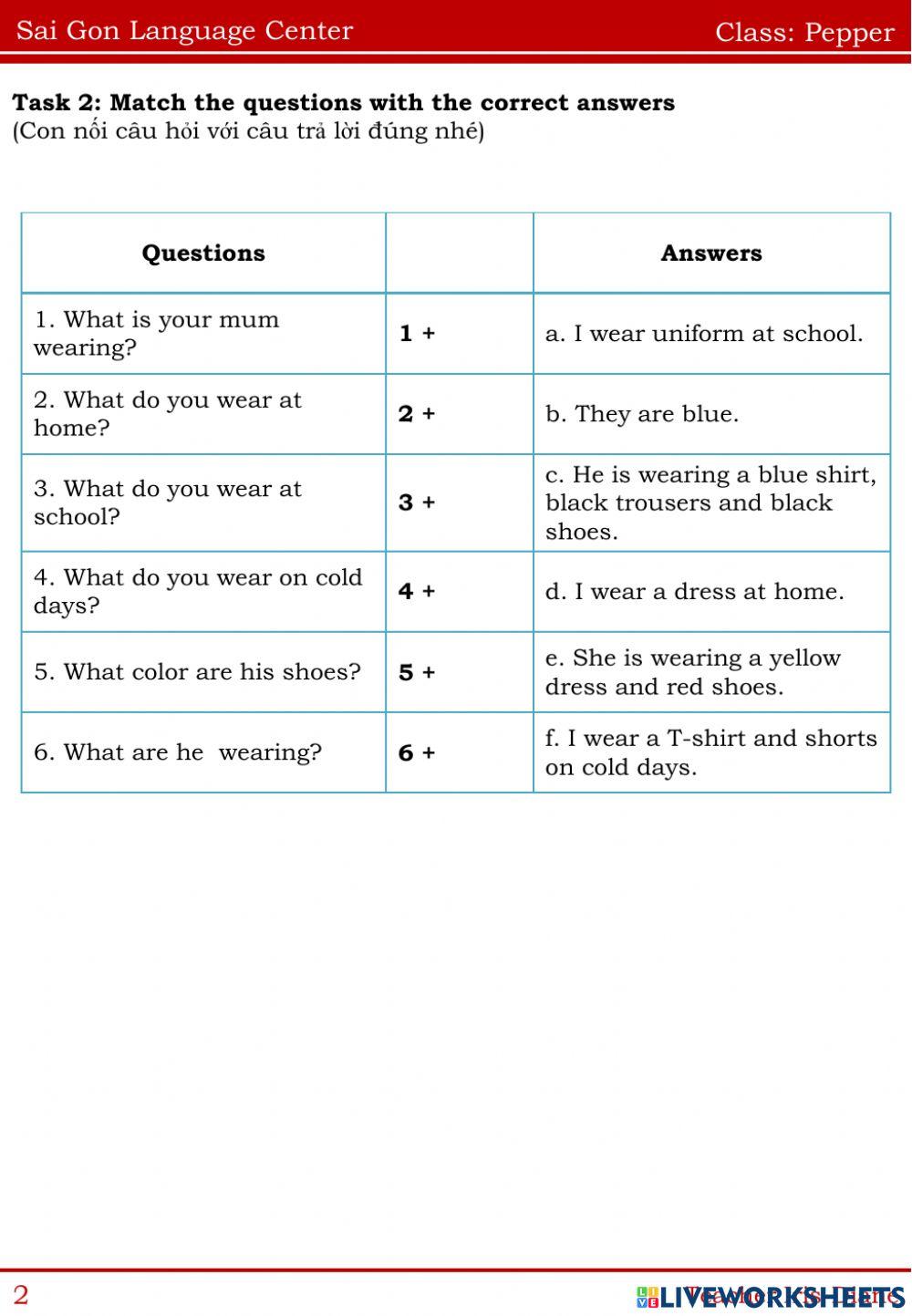 Homework-class Pepper (Oct 8th) worksheet | Live Worksheets