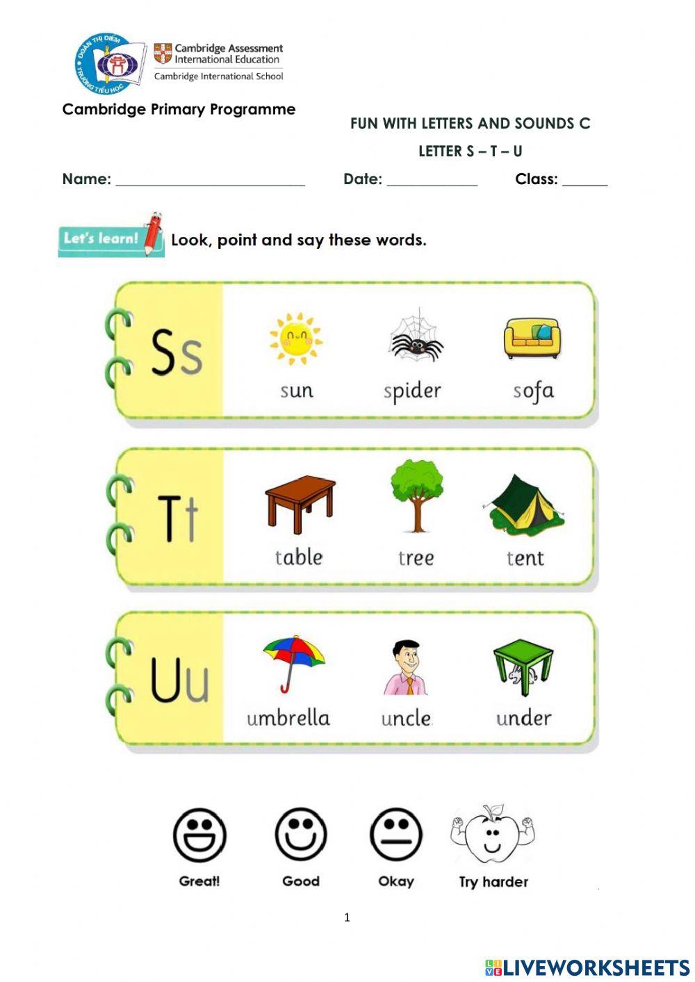 FWLS C-Letter S - T - U worksheet | Live Worksheets