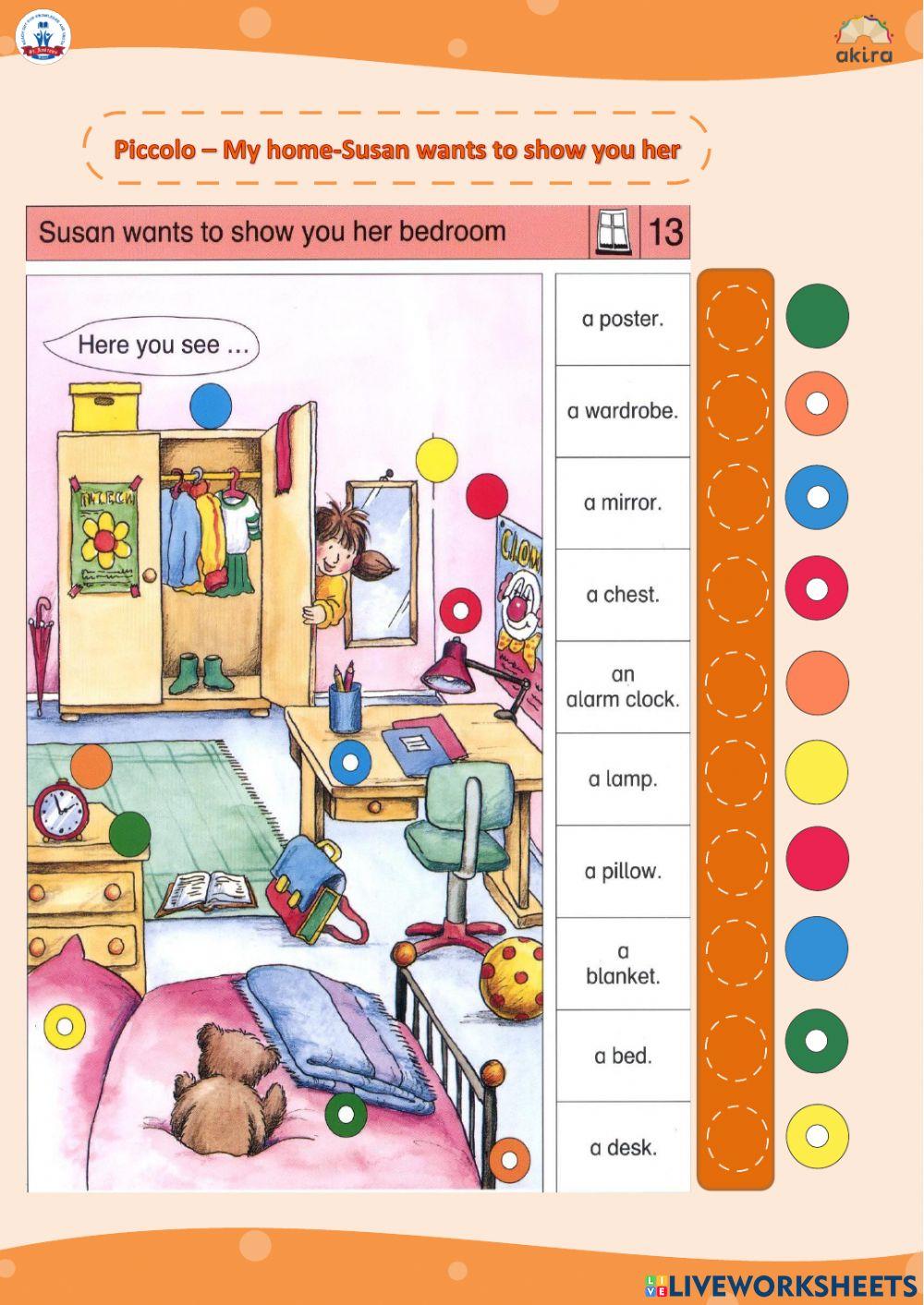 Piccolo –Eng2-My home-Susan wants to show you her bedroom online ...