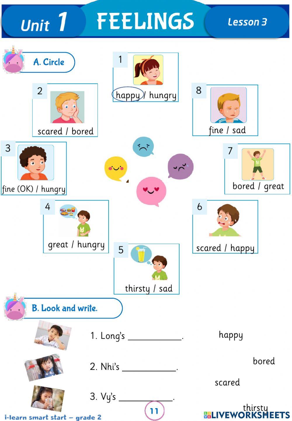 Feelings online exercise for 2 | Live Worksheets
