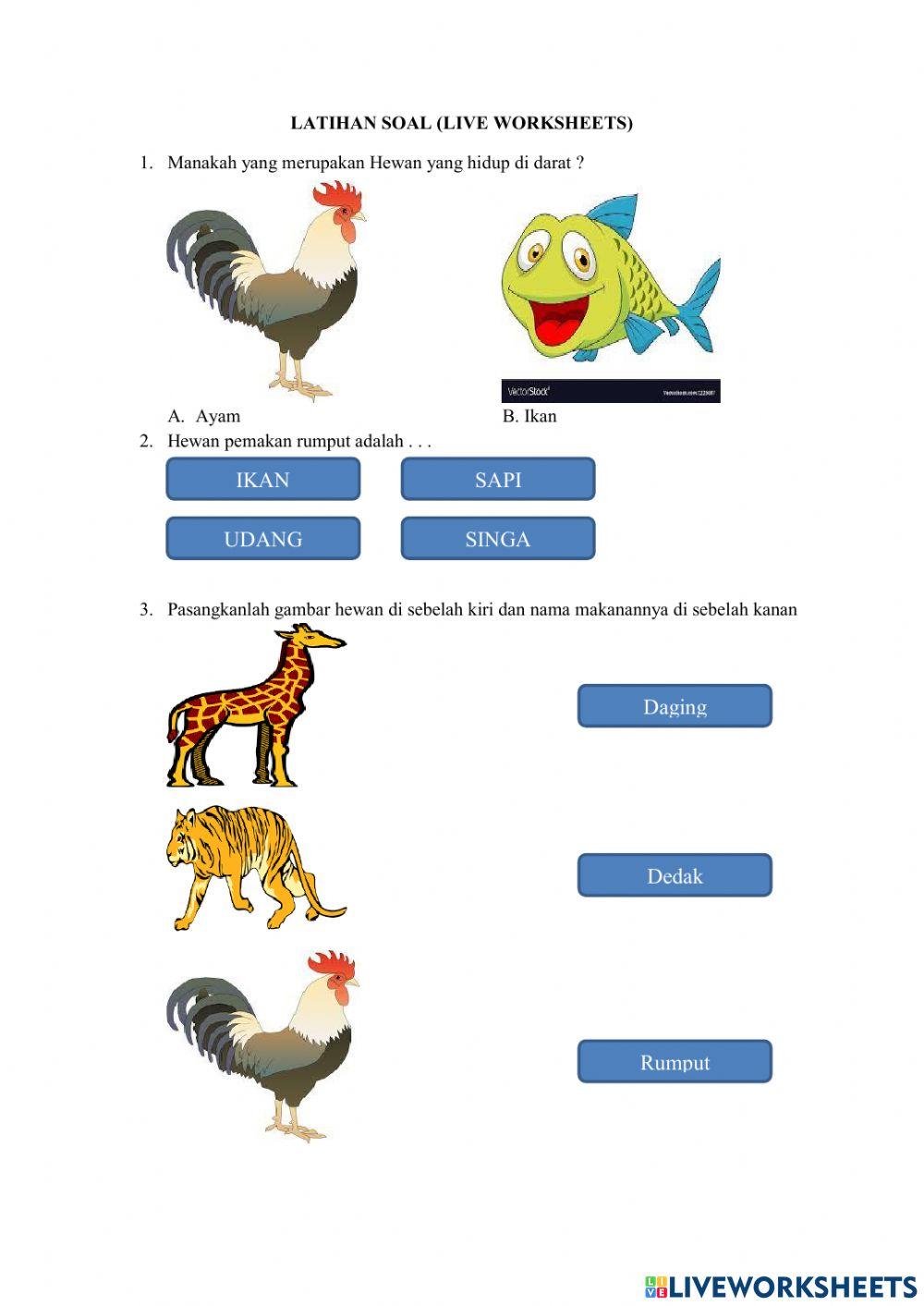 Mengenal hewan exercise | Live Worksheets