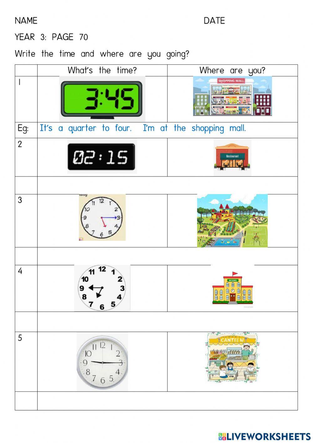 Year 3-unit 7- page 70 worksheet | Live Worksheets