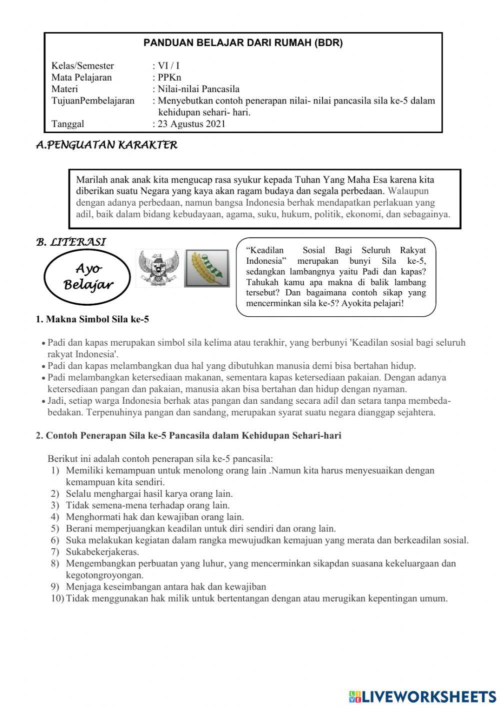 Pkn online activity for 1 | Live Worksheets