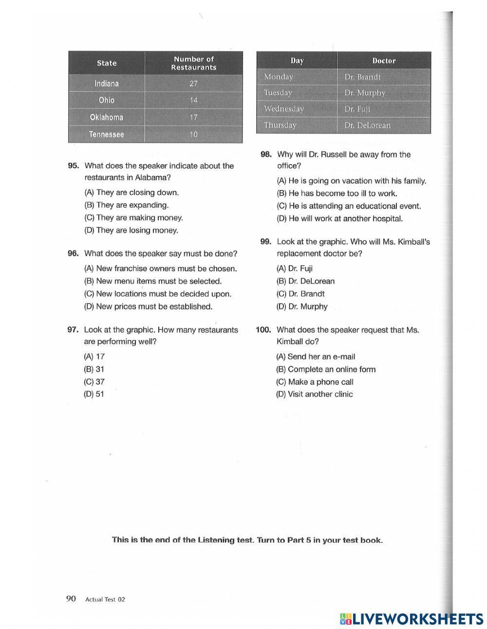 New TOEIC 700 -… | Free Interactive Worksheets | 1503105