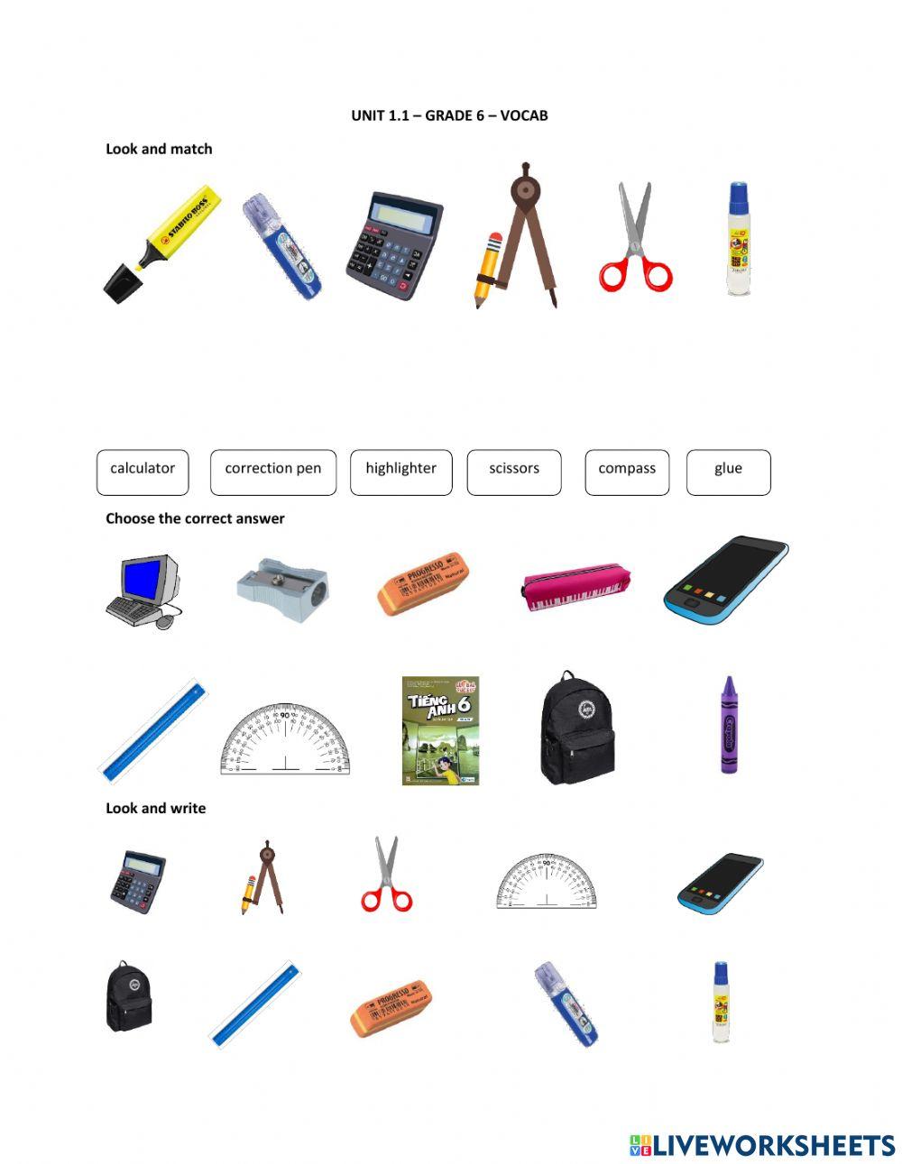 Unit 1 - School thing worksheet | Live Worksheets