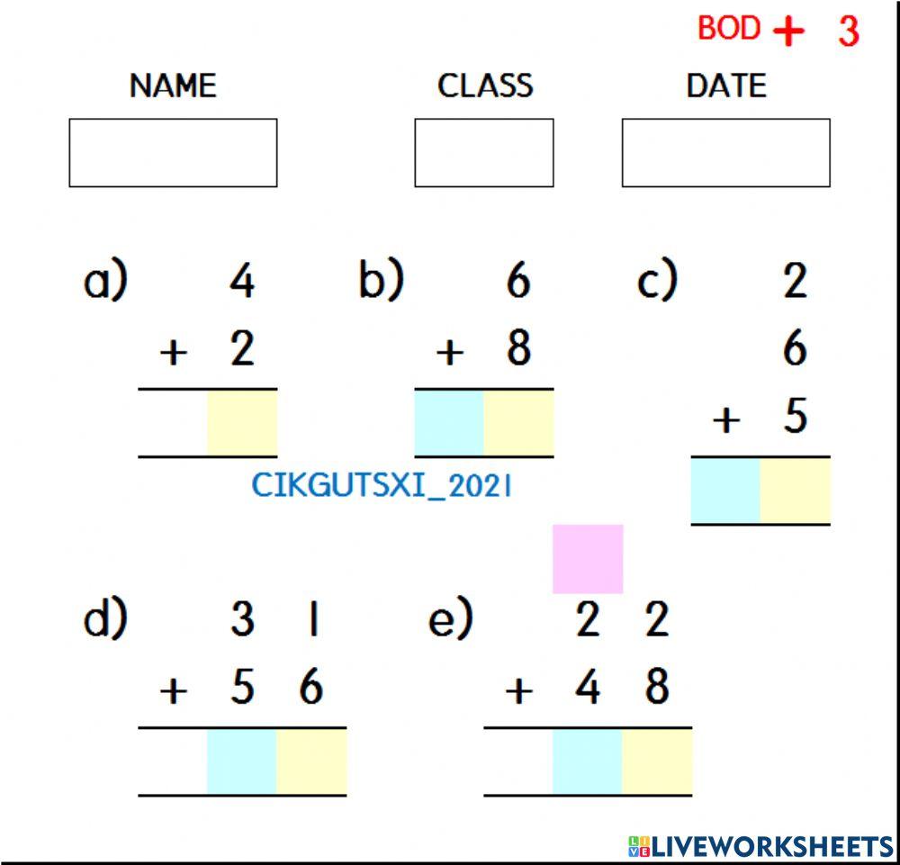 Addition 3 activity | Live Worksheets