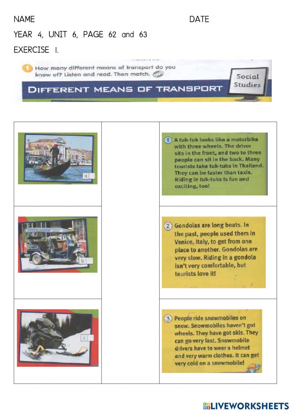 YEAR 3-UNIT 6-PAGE 62 and 63 worksheet | Live Worksheets