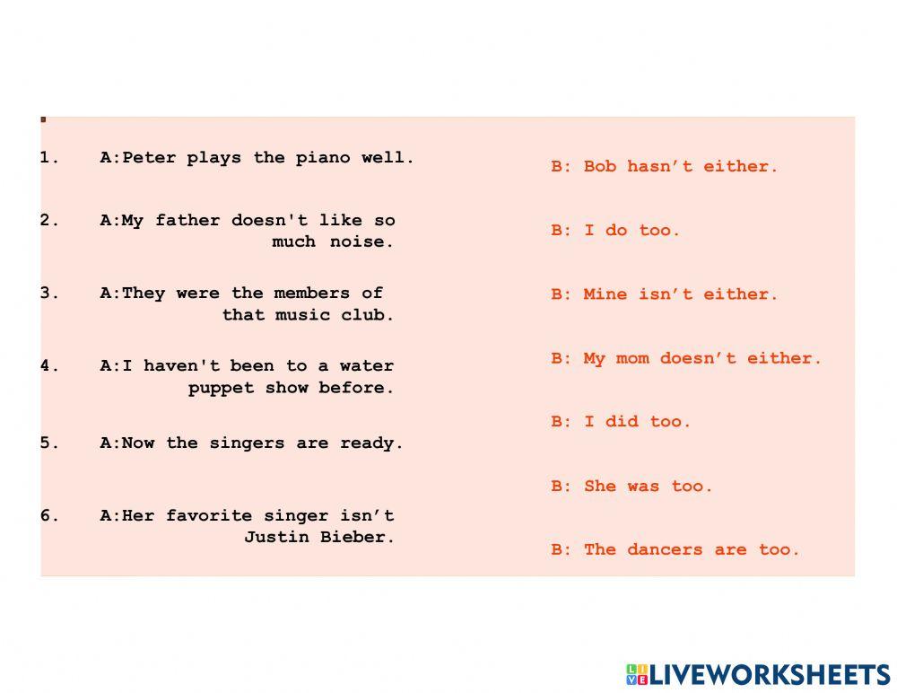 G7-U4-Either, Too worksheet | Live Worksheets