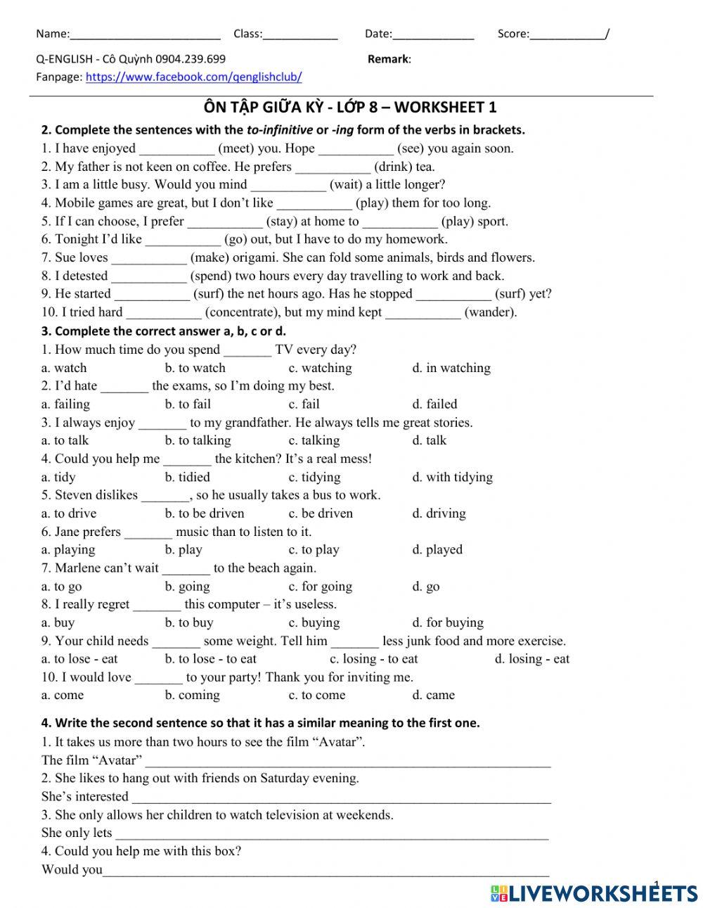 G8 midterm1 worksheet | Live Worksheets