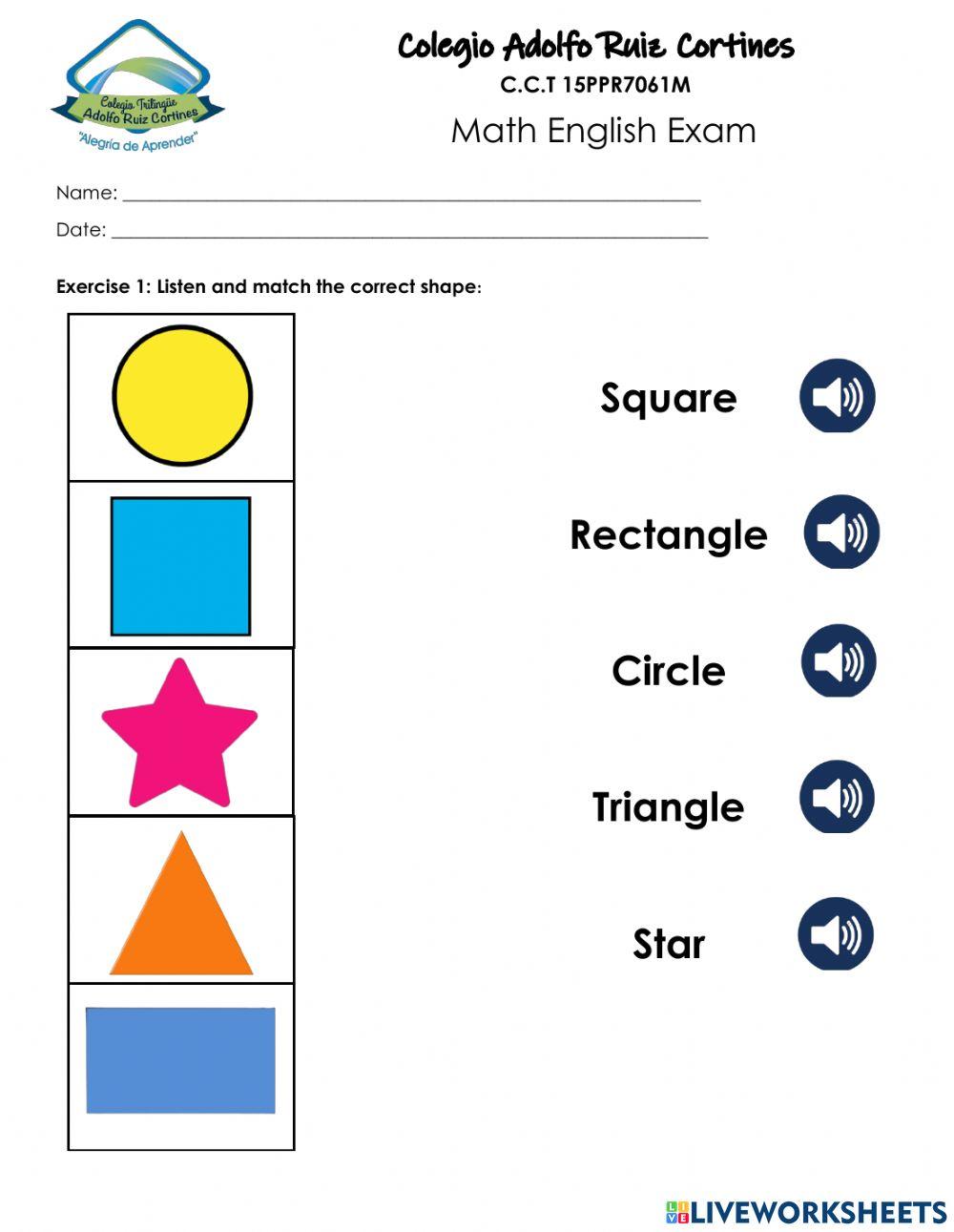 Math English Exam 1504597 | MissAndyRG | Live Worksheets