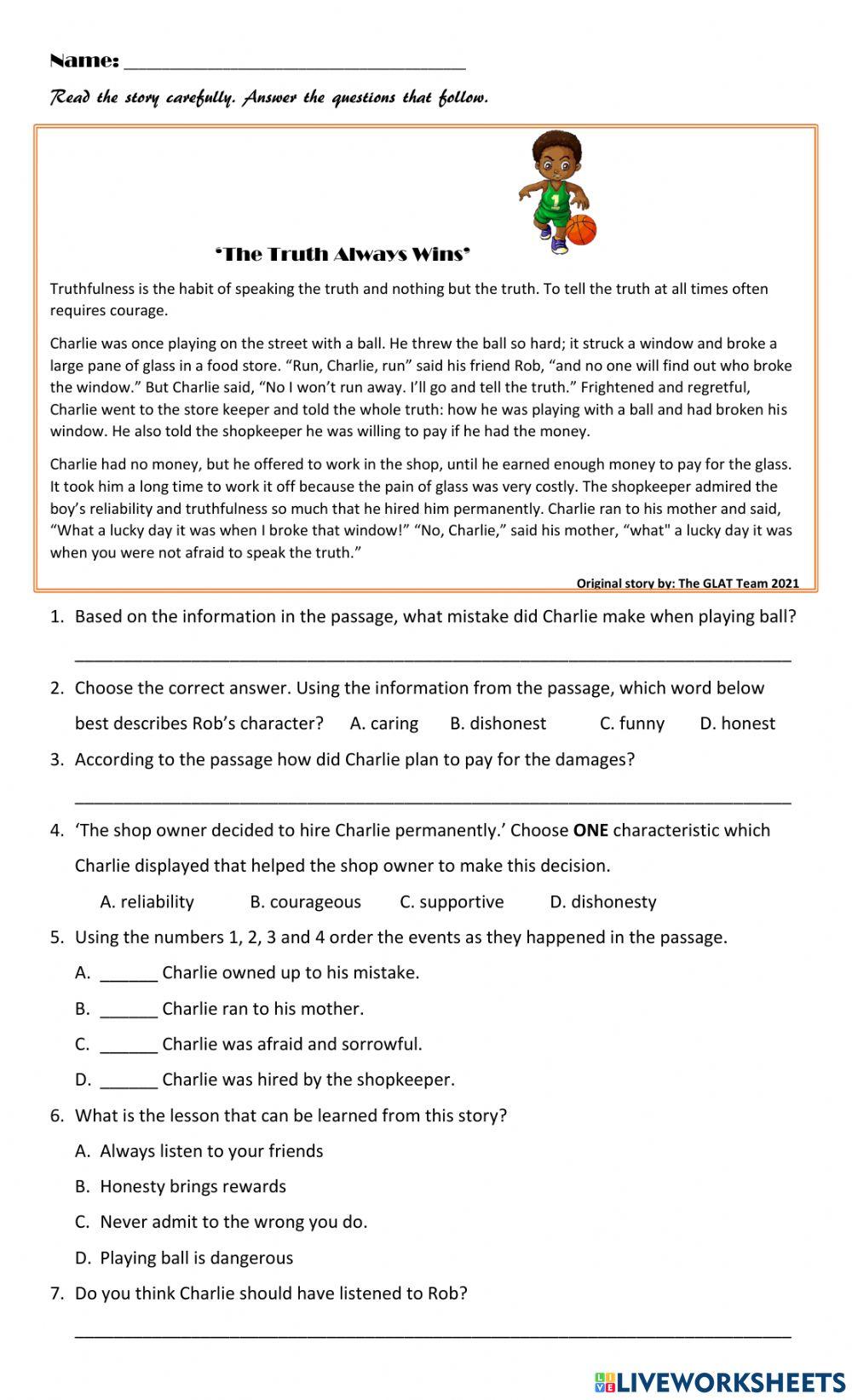 The Truth Alway… | Free Interactive Worksheets | 1505031