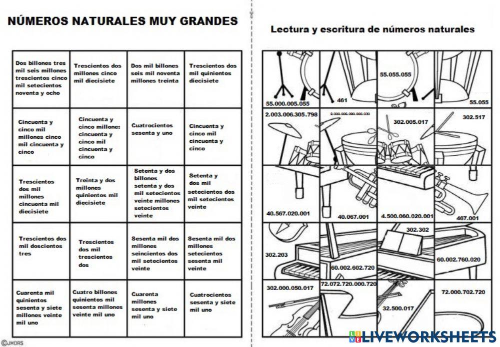 Lectura y escritura de números naturales 1458177