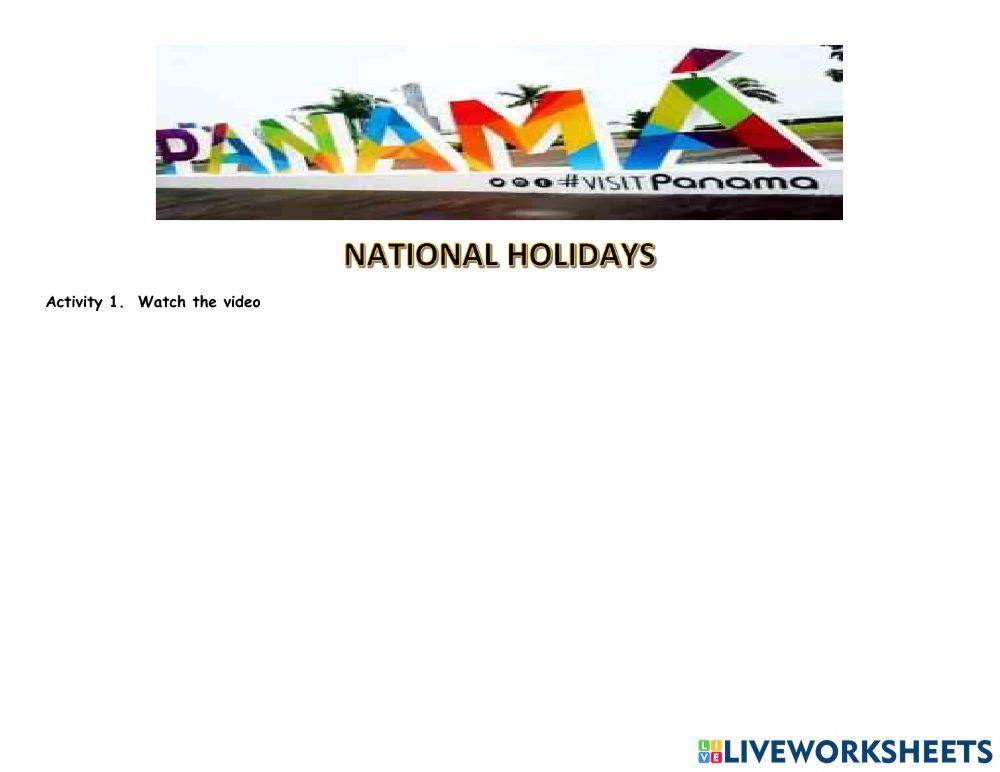 National Holidays in Panama worksheet | Live Worksheets