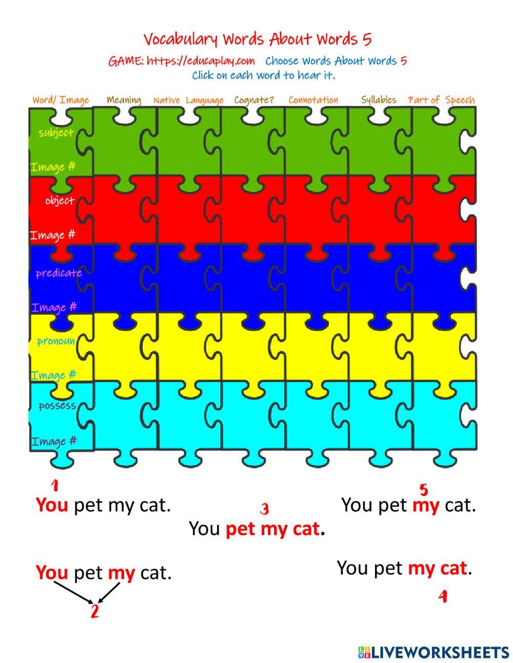 Words About Words Vocabulary 5 worksheet | Live Worksheets