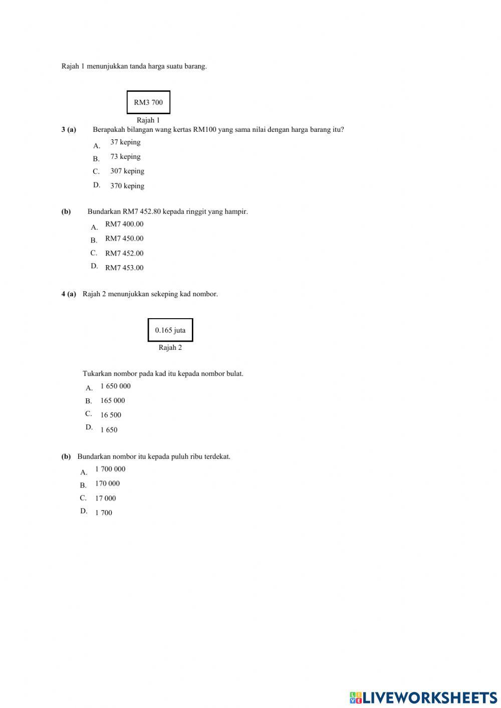 Kertas 2 online pdf worksheet | Live Worksheets