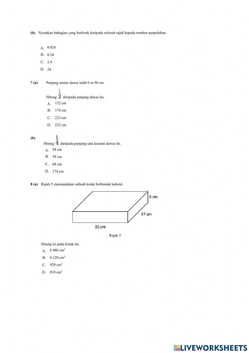 Kertas 2 online pdf worksheet | Live Worksheets
