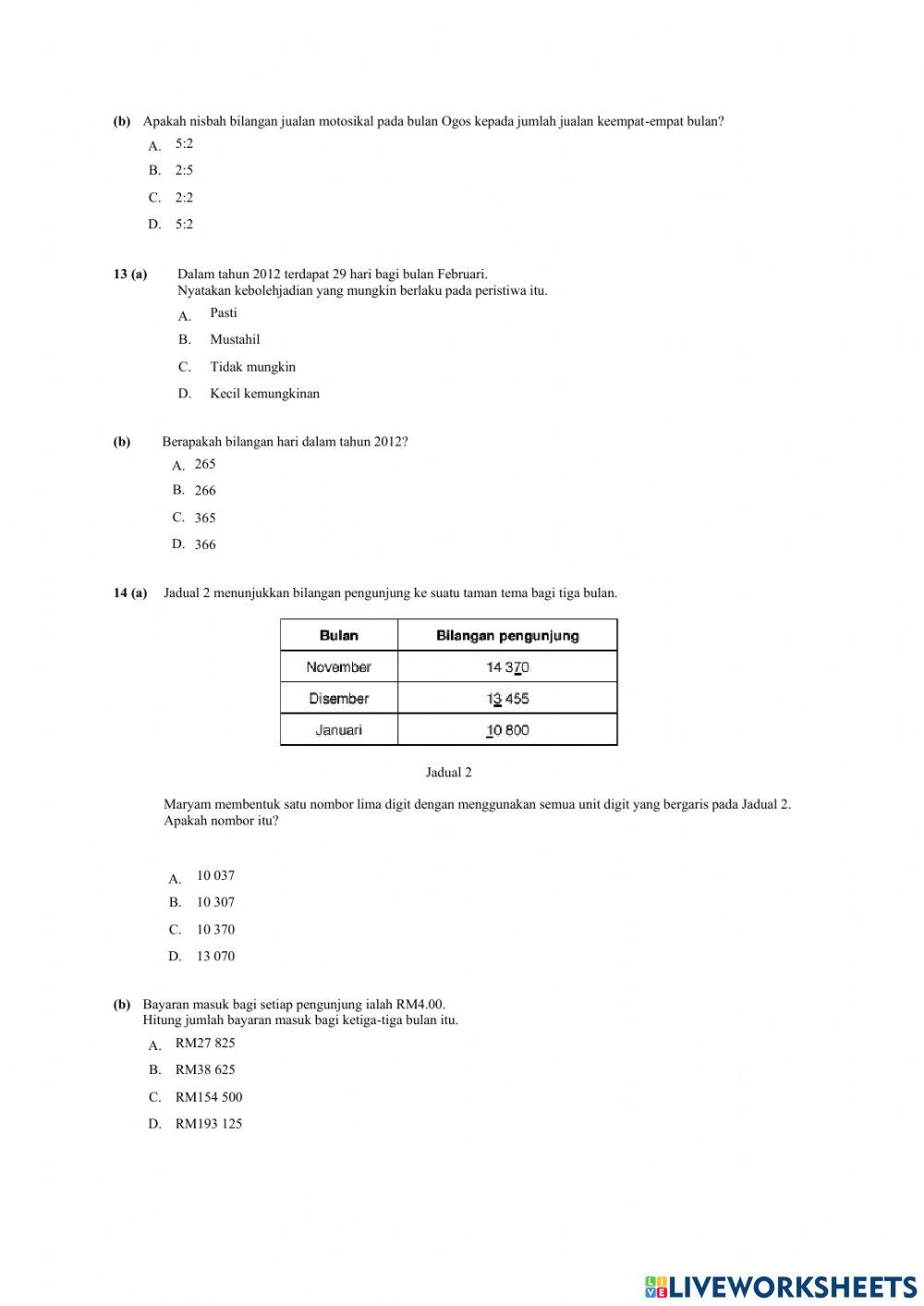 Kertas 2 online pdf worksheet | Live Worksheets